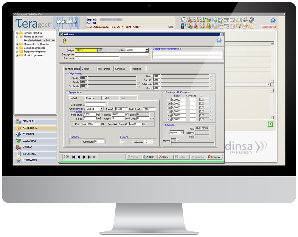 MADINSA. Software de gestión comercial para empresas de distribución.